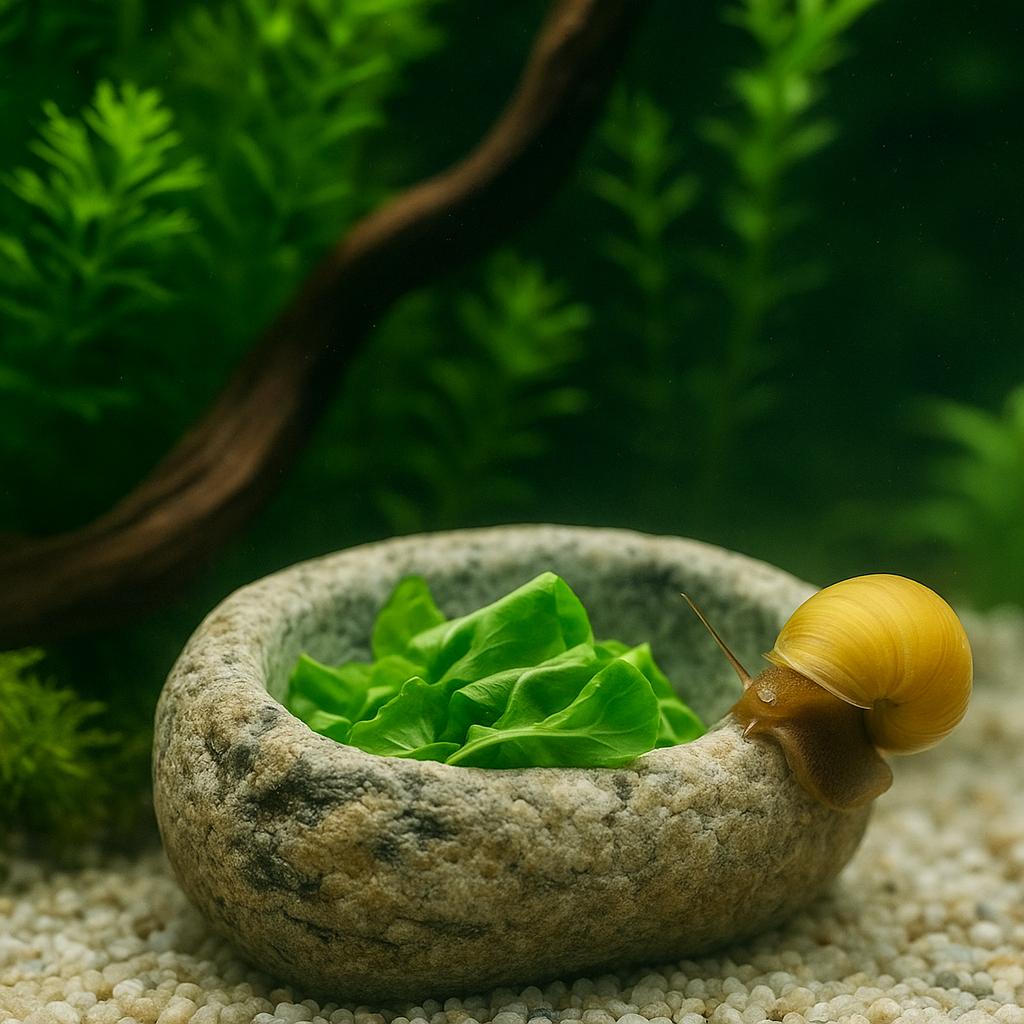 Snail Feeding Stone Bowl | Natural River Pebble Dish for Nerite ...