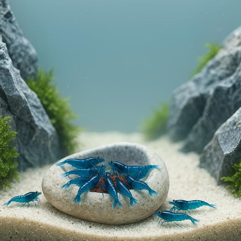 Shrimp Cave Bowl – Aquarium Shrimp Feeding Dish – Natural River Stone ...