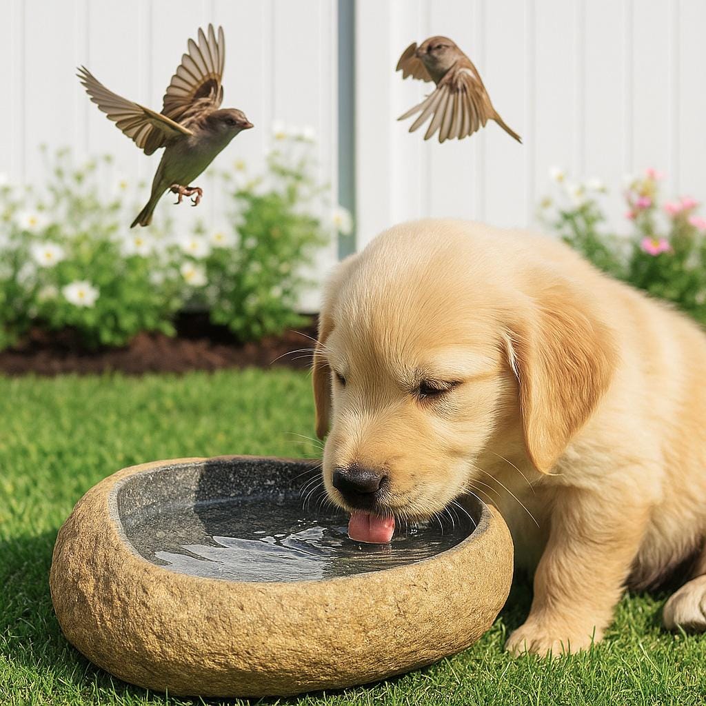 Stone Bird Bath – Handmade Pebble Pet Water Bowl for Cats, Dogs ...