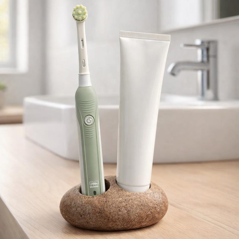 Natural Pebble Electric Toothbrush Holder | Handmade Stone Holder for ...