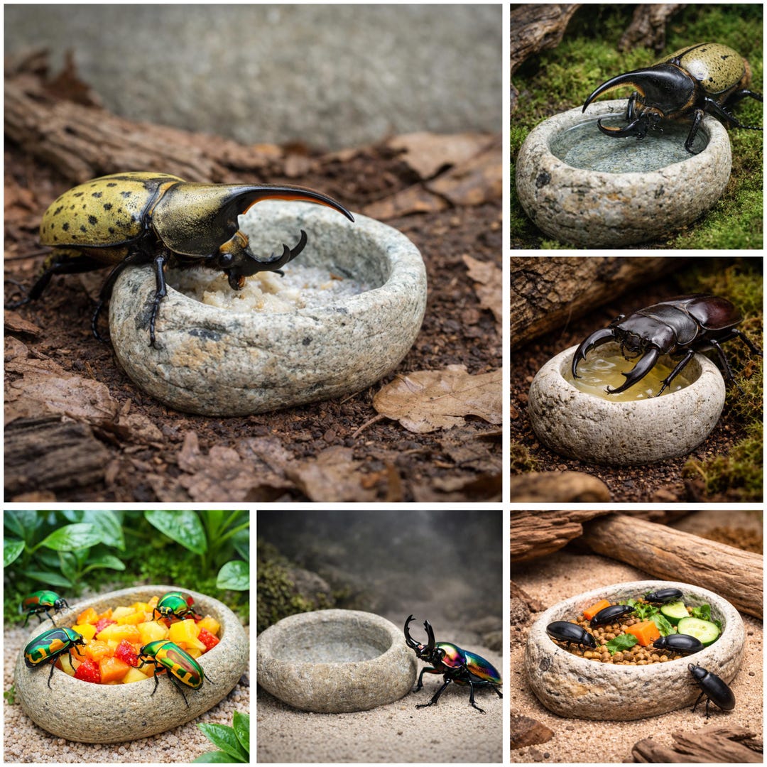Hercules Beetle Stone Bowl | Stag Beetle Feeding Dish | Natural Stone ...