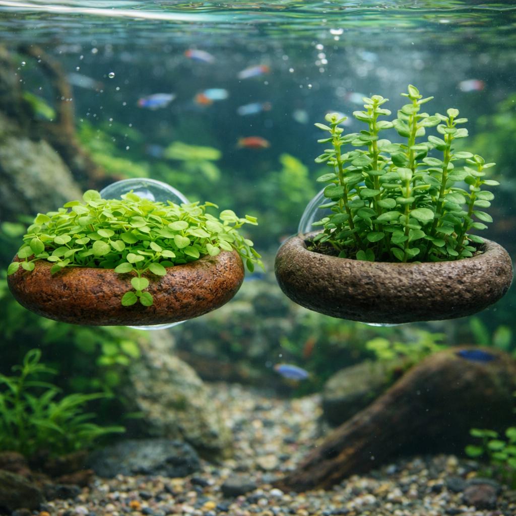Aquarium Stone Plant Anchor, Glass Mount Aquarium Planter, Suction Cup ...