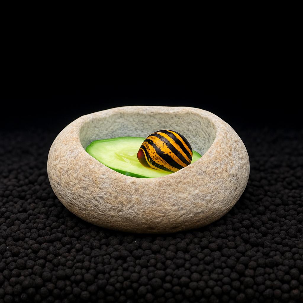 Snail Feeding Stone Bowl | Natural River Pebble Dish for Nerite ...