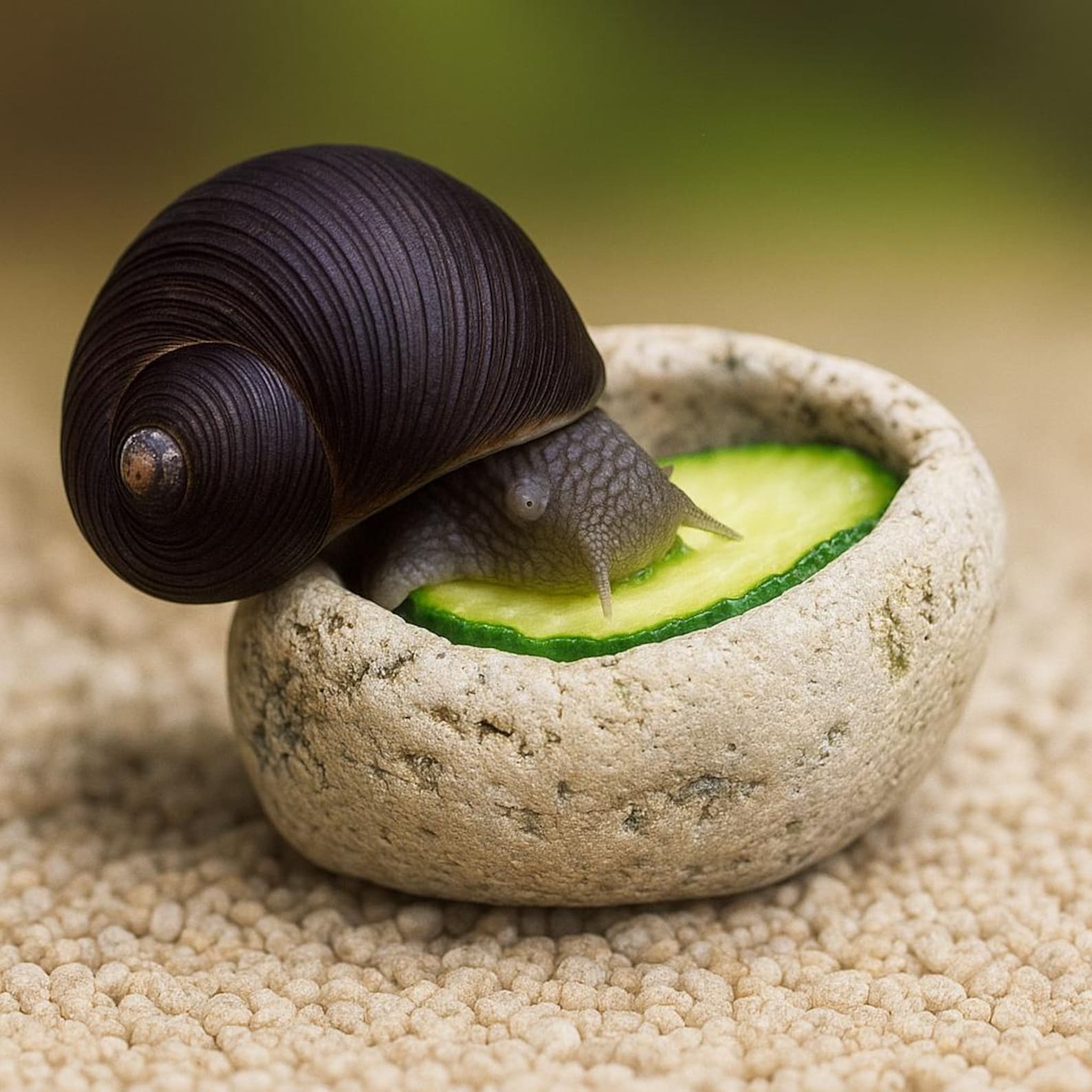 Snail Feeding Stone Bowl | Natural River Pebble Dish for Nerite ...