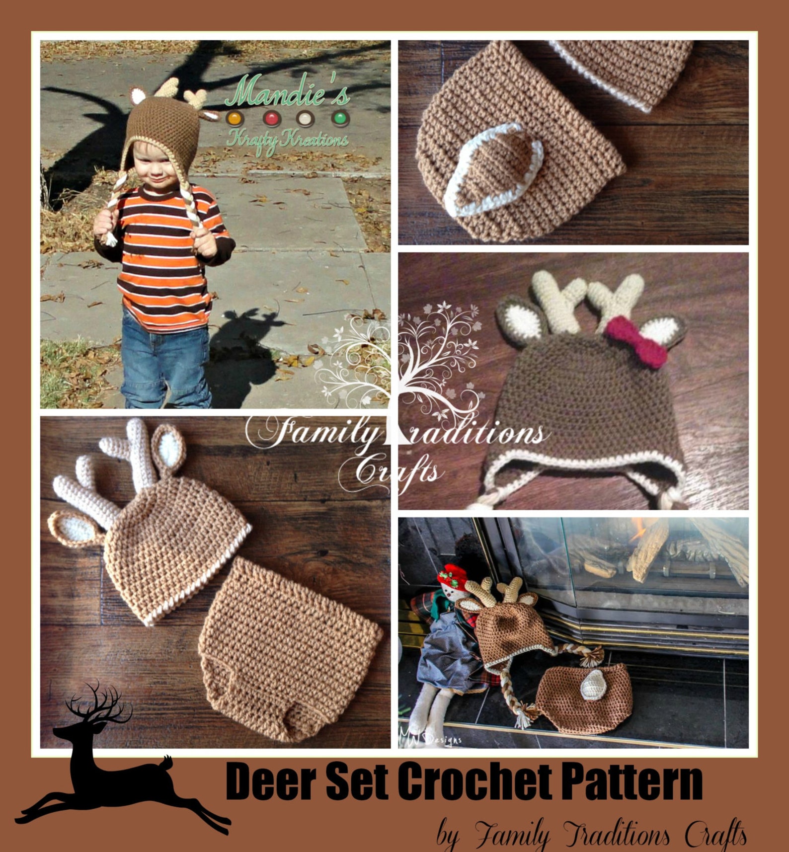 PATTERN -deer Set- Earflap Style Hat & Diaper Cover - PDF - Etsy
