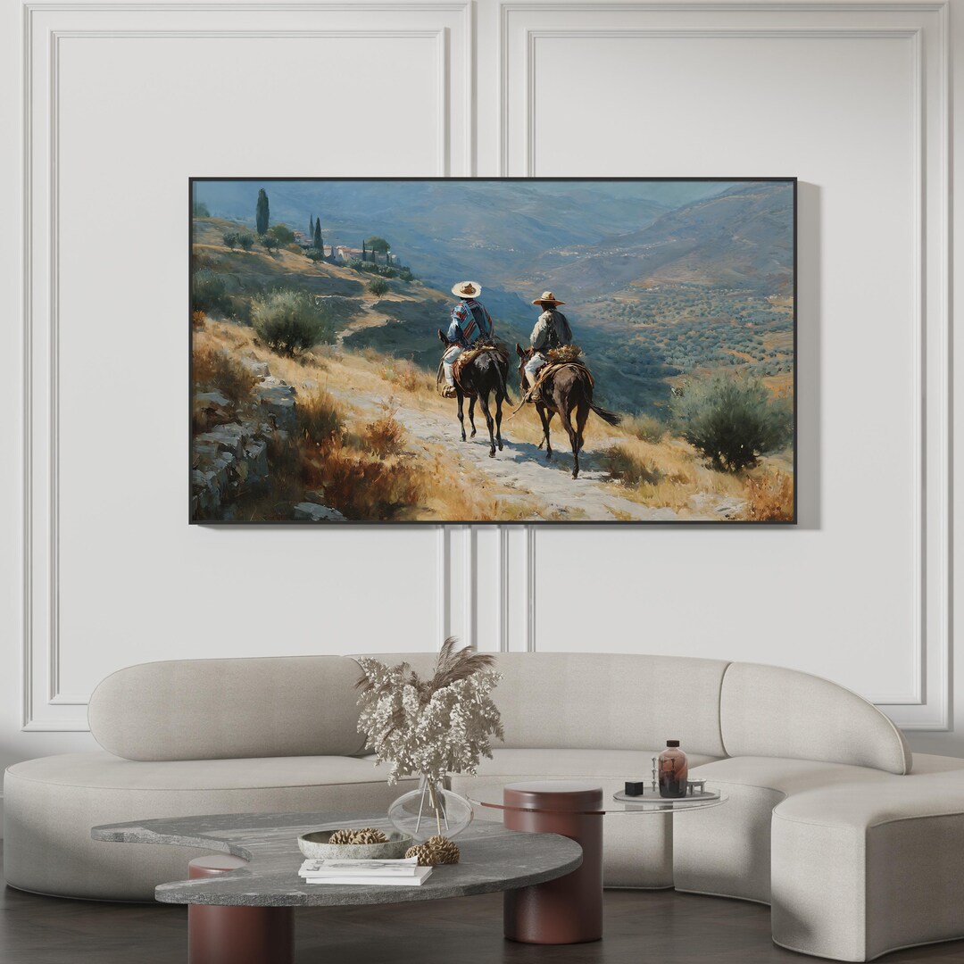 Vintage Gaucho Painting for Frame TV | Andes Mountain Landscape (4K ...