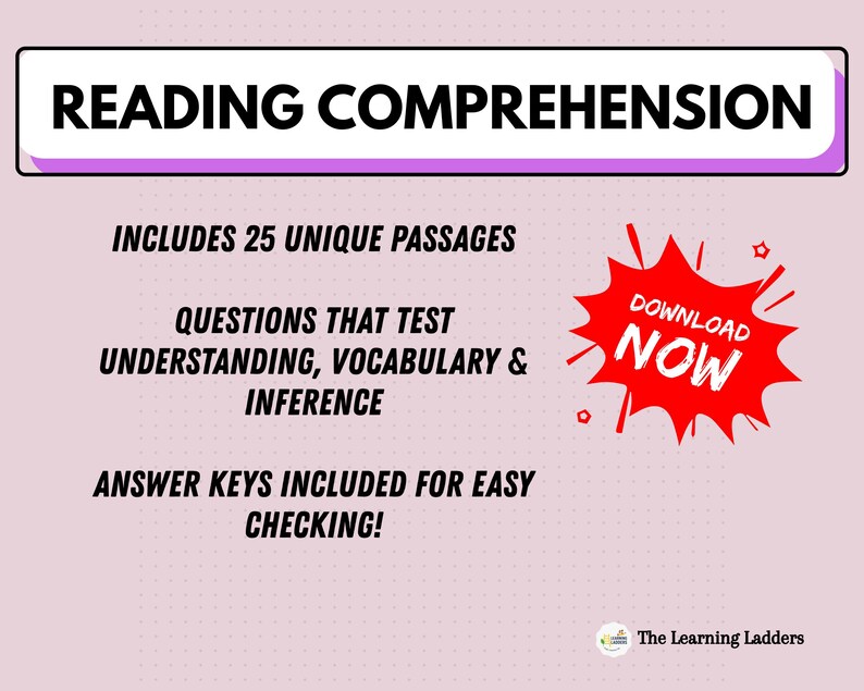 Reading Comprehension Worksheets | Grades 3-6 | 25 Printable Passages ...