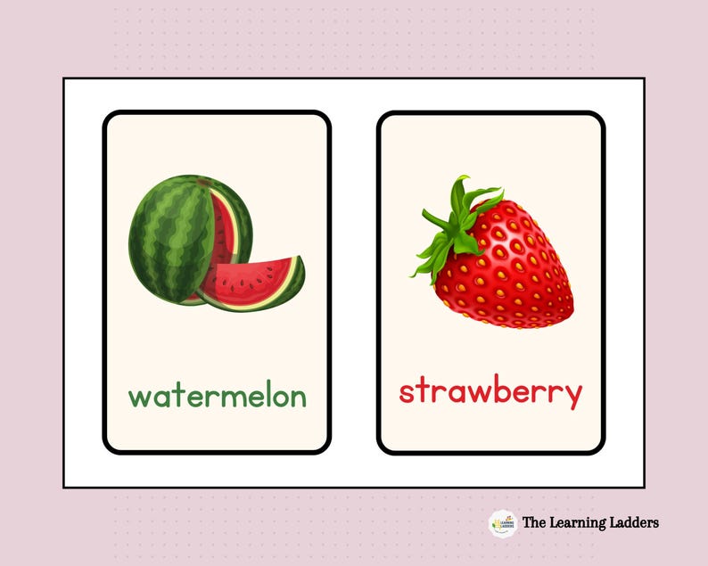 Printable Fruit Flashcards | Kids Learning Cards | Preschool ...