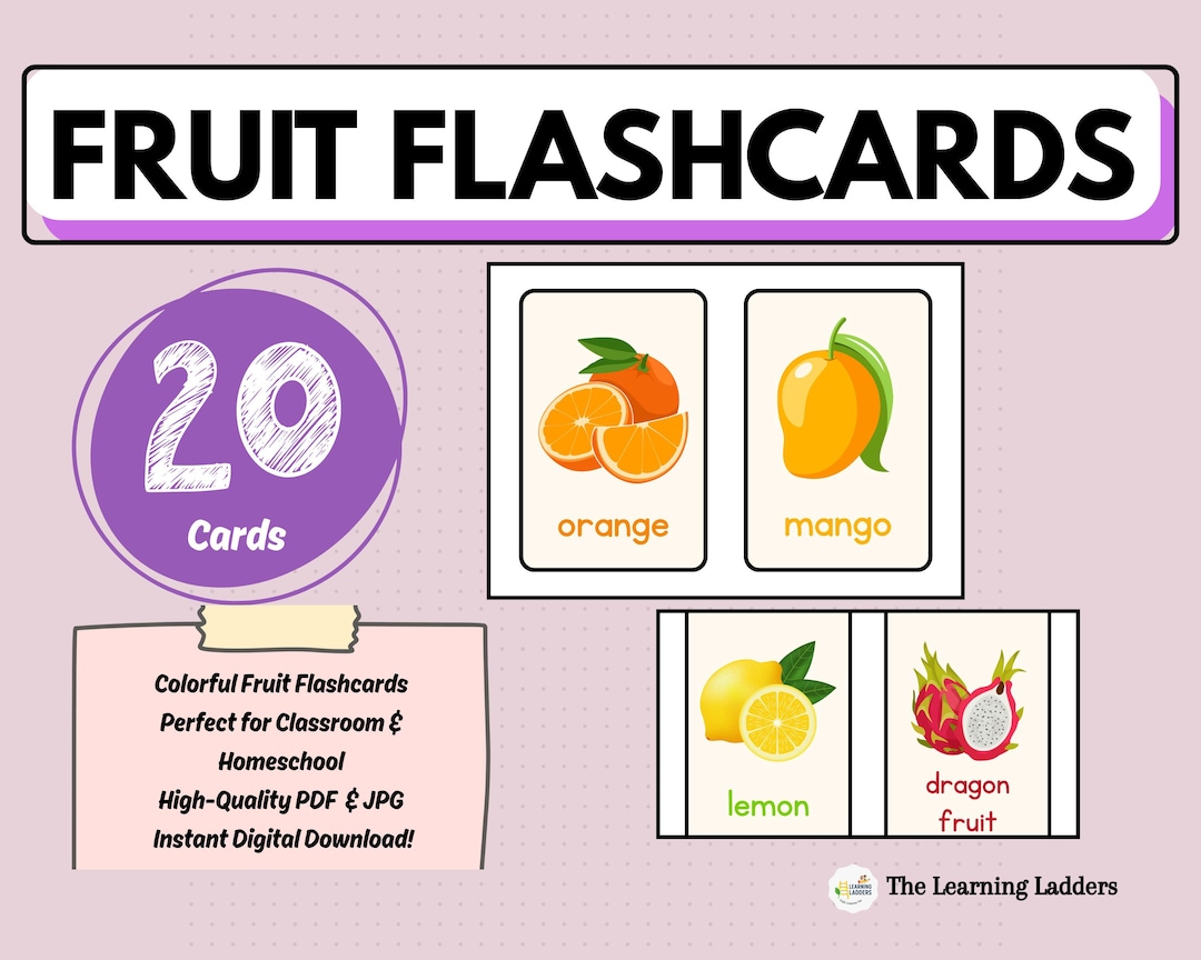 Printable Fruit Flashcards | Kids Learning Cards | Preschool ...