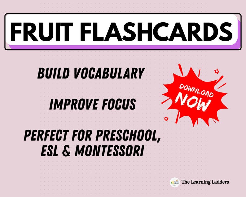 Printable Fruit Flashcards | Kids Learning Cards | Preschool ...