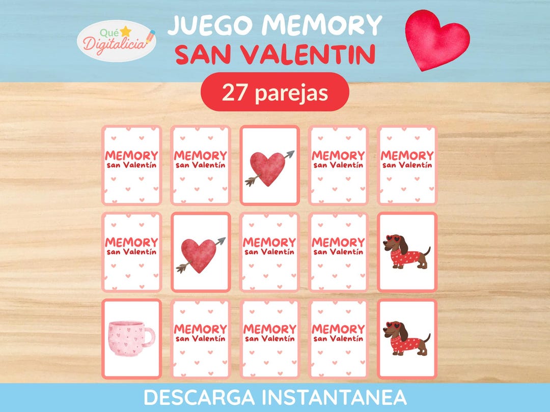 Printable Valentine's Day Memory Game for Kids | Friendship Card Game ...