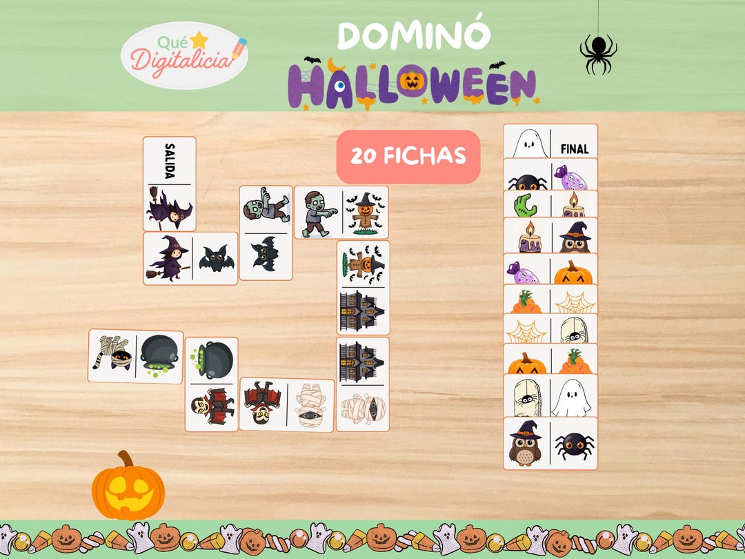 Printable Halloween Dominoes | Educational PDF Game for Kids | 20 ...