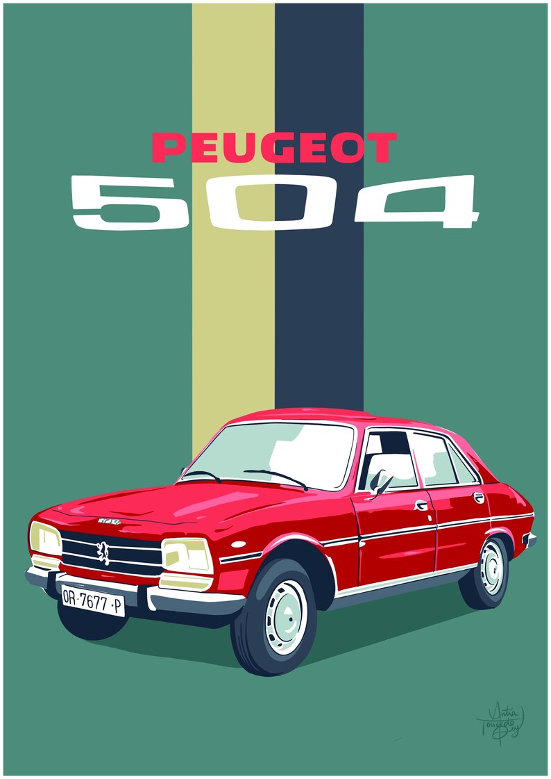 PEUGEOT 504 - Vintage Illustration - Etsy