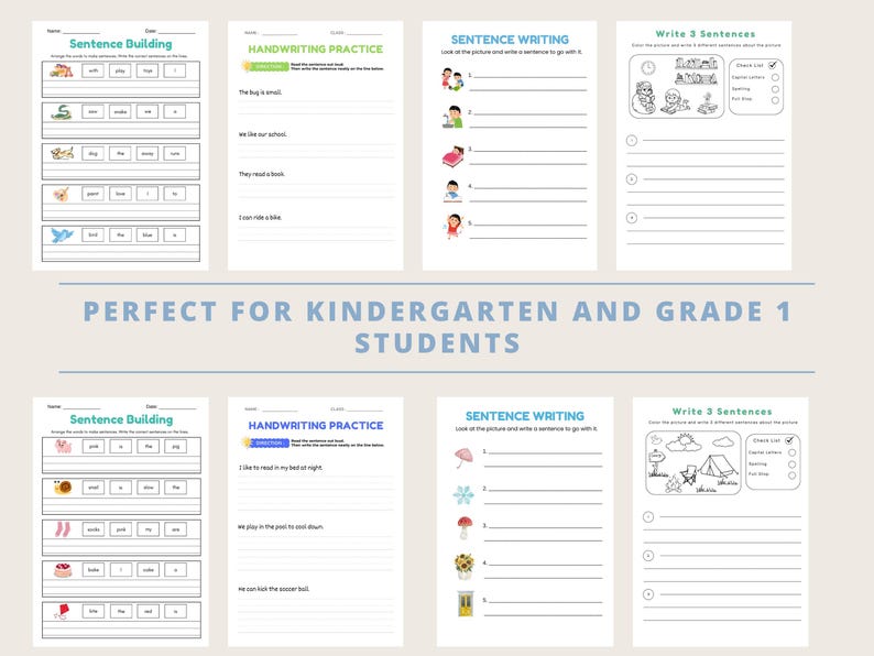 Kindergarten and Grade 1 Writing Practice Bundle: Handwriting ...