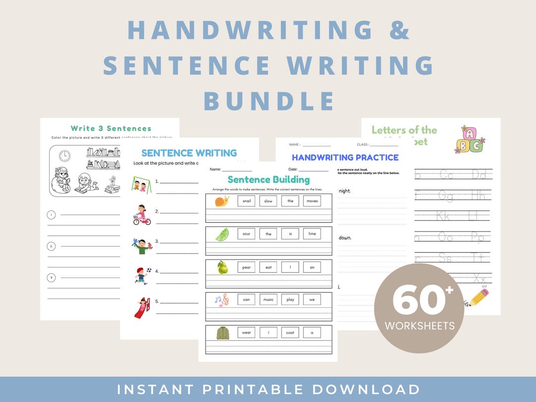 Kindergarten and Grade 1 Writing Practice Bundle: Handwriting ...