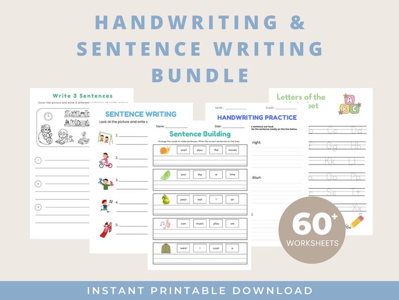 Kindergarten and Grade 1 Writing Practice Bundle: Handwriting ...