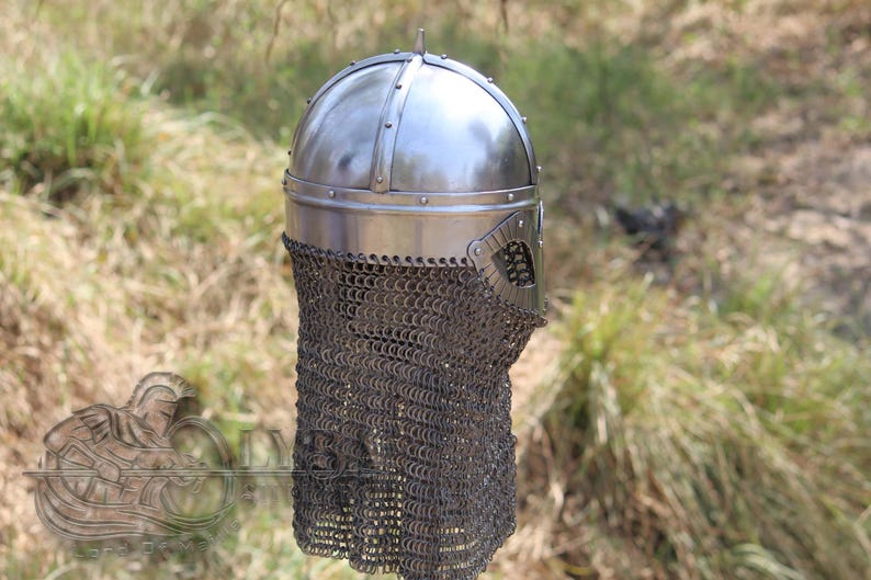 Gjermundbu Viking Helmet Replica | Steel Chainmail Aventail for LARP ...