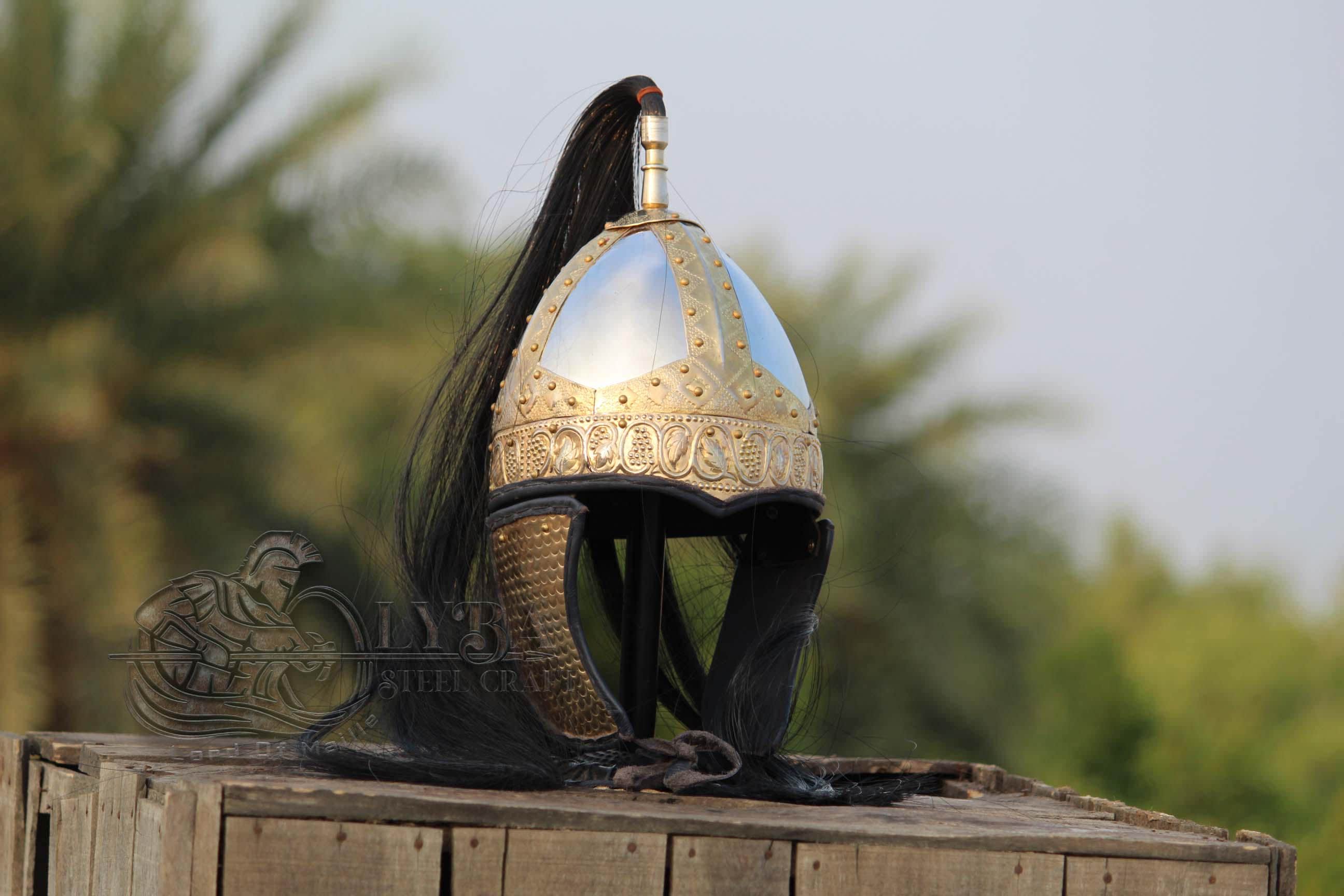 Medieval Conical Spangenhelm Helmet | Steel Armor With Embossed Brass ...