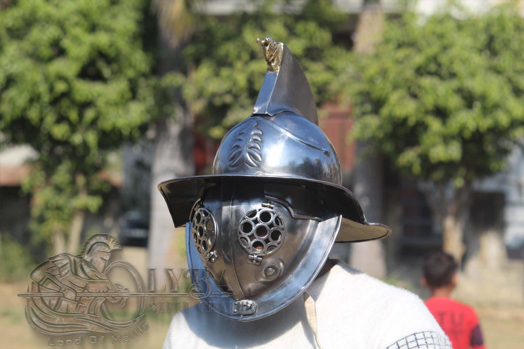 Thraex Gladiator Helmet – 18 Gauge Steel Roman Armor for Reenactment ...