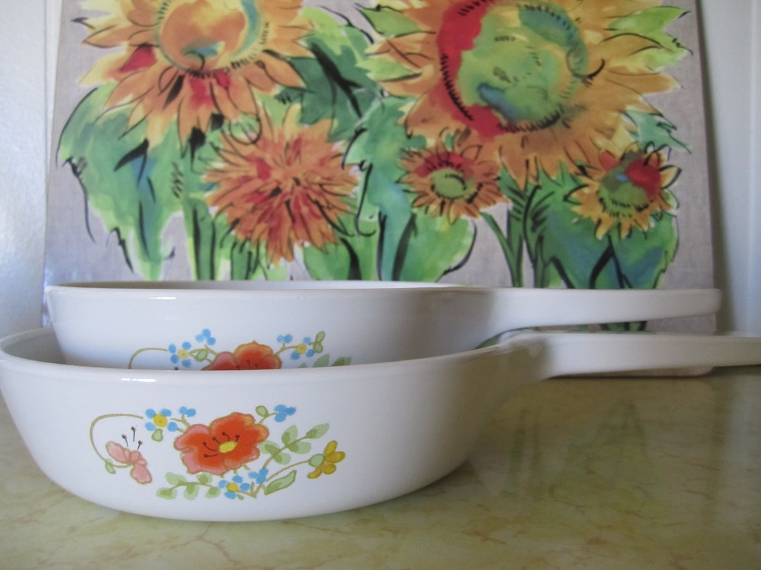 Wildflower Corning Ware Skillet and Saucepan Pair Serving Dishes - Etsy