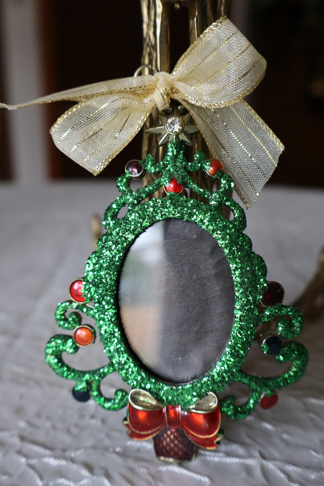 Shiny Brite Christmas Tree Shaped Frame Ornament Christopher Radko - Etsy