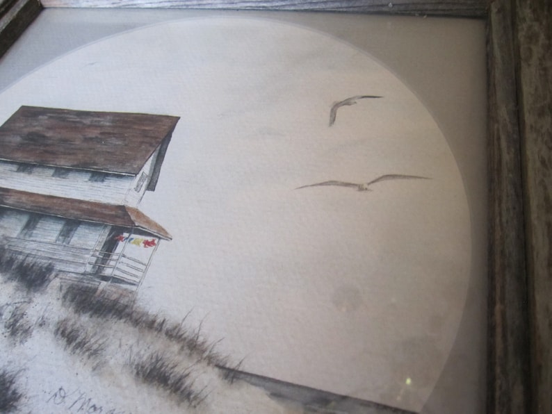 Vintage Beach Scene Wall Art With Rustic Frame and Ready to - Etsy