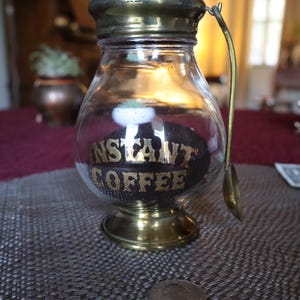 Vintage instant Coffee Glass Storage Canister With Spoon - Etsy