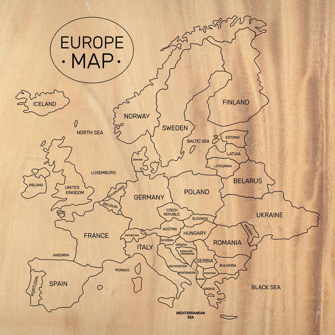 Europe Map Traveling SVG, CNC Laser Engraving and Cut Files, (instant ...