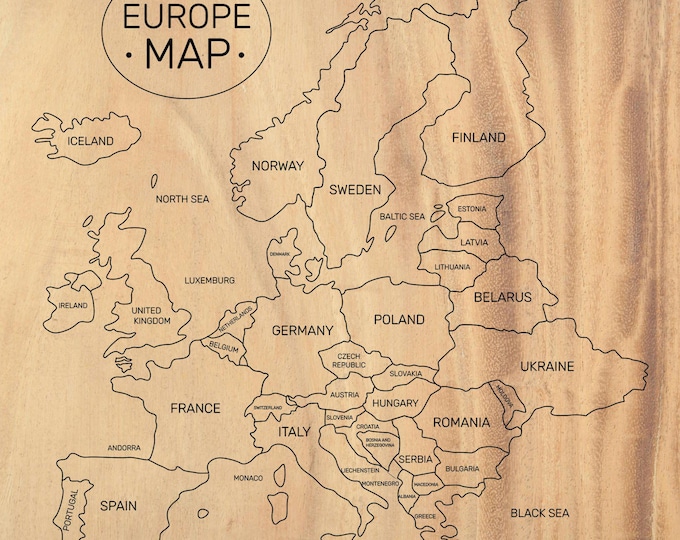 Europe Map Traveling SVG, CNC Laser Engraving and Cut Files, (instant ...