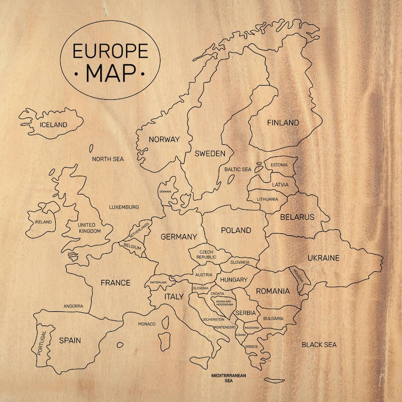 Europe Map Traveling SVG, CNC Laser Engraving and Cut Files, (instant ...