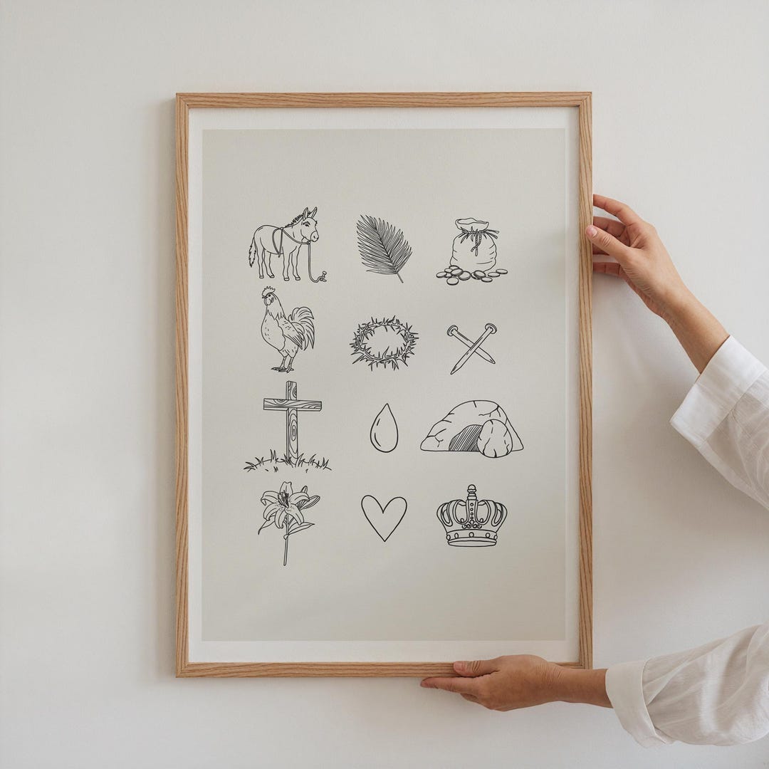 Resurrection of Jesus Art Print, Easter Symbols, Bible Sketch (digital ...