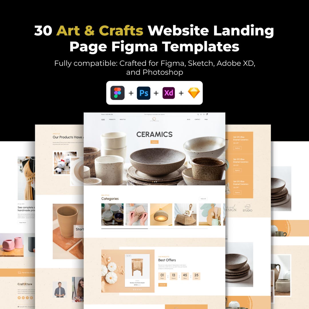 Art Crafts Figma Website Landing Page Template Creative Handmade Studio ...