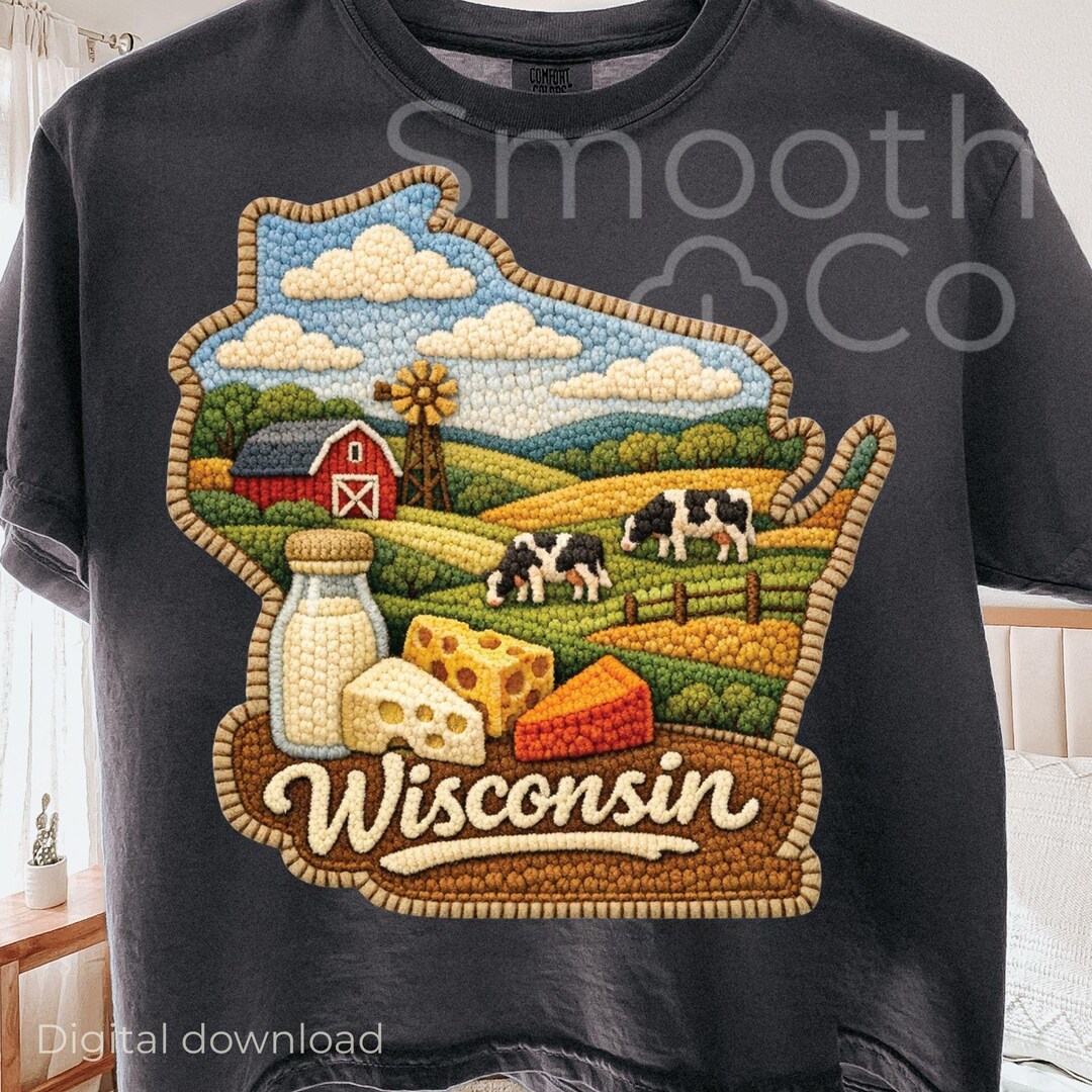Wisconsin PNG, Vintage Dairy Farm With Cows Cheese and Barn Sublimation ...
