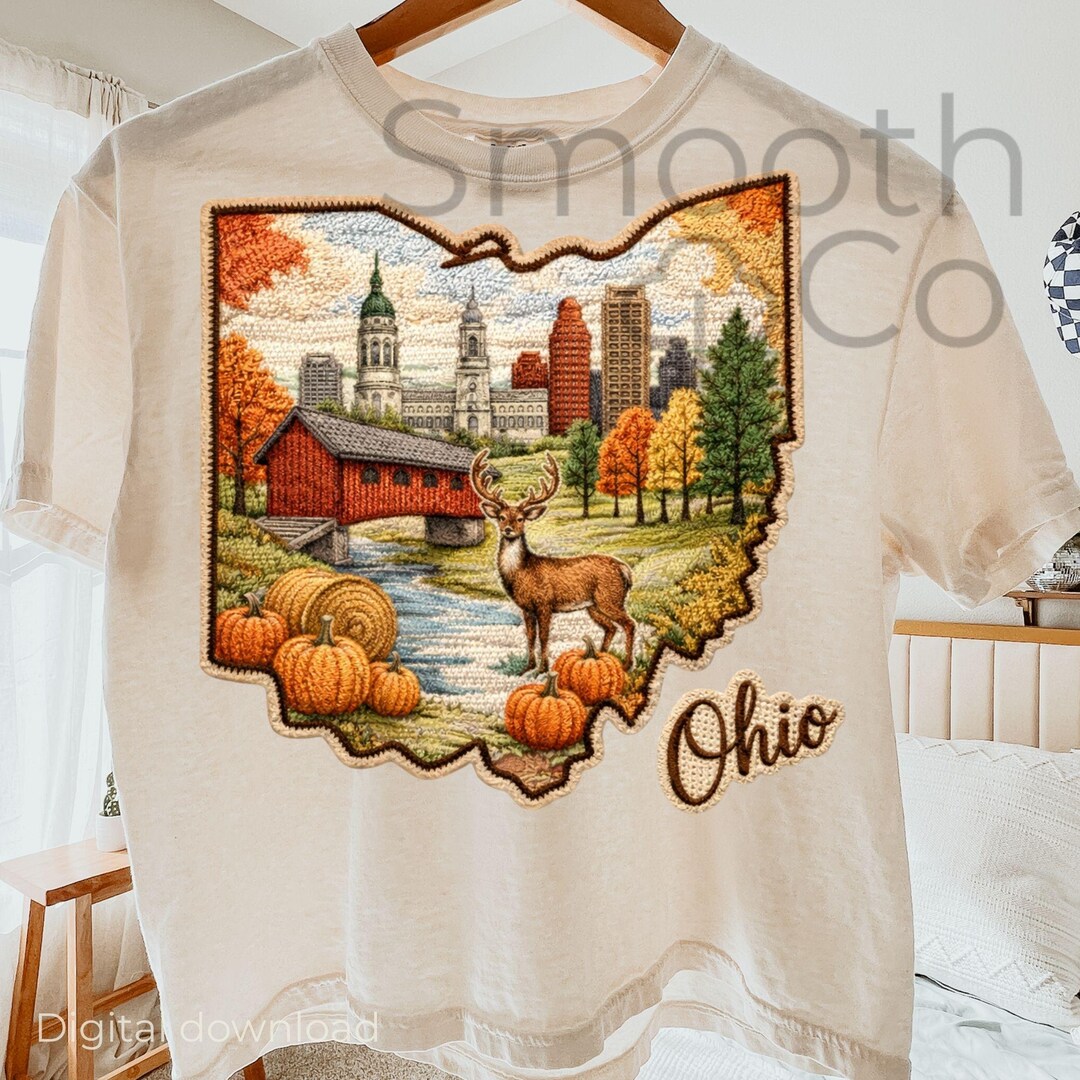 Ohio PNG, Scenic State Outline Sublimation, Covered Bridge Deer and ...