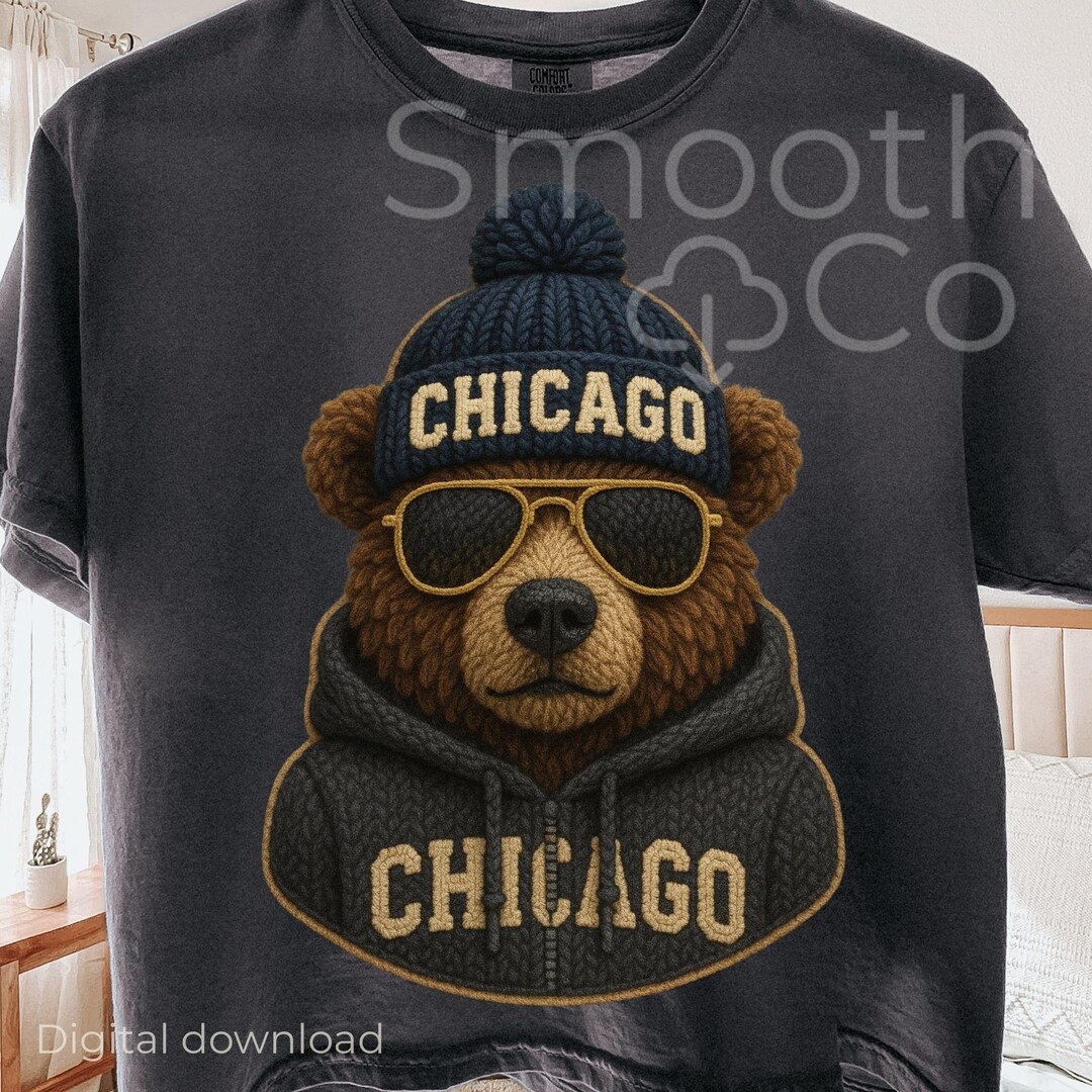 Chicago City Bear PNG, Hoodie and Beanie Gift, Cool Sunglasses Bear ...