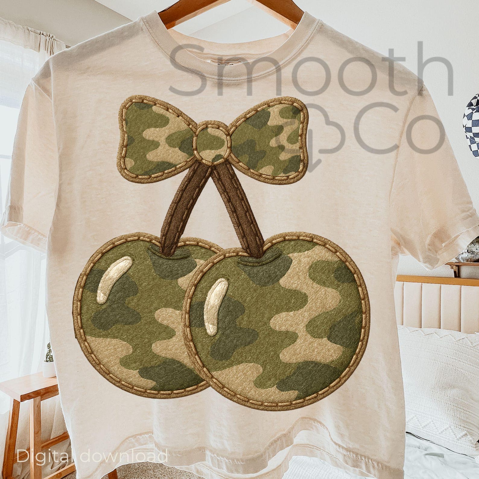 Camo Cherry Bow PNG, Rustic Gift, Camouflage Cherries Sublimation ...
