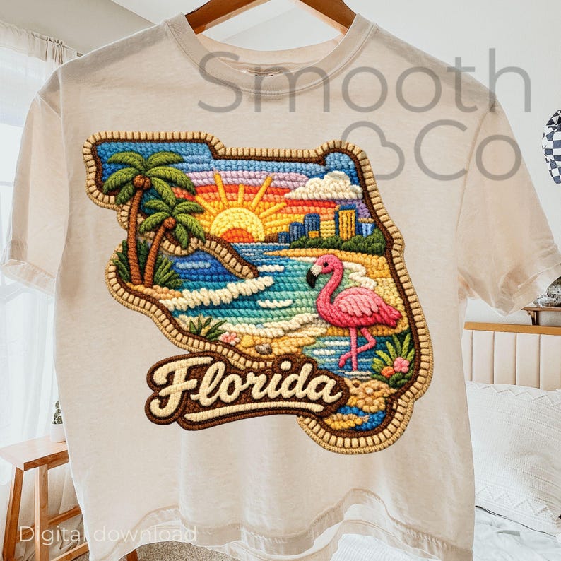 Florida PNG, Beach Sunset Flamingo State Outline Sublimation, Coastal ...
