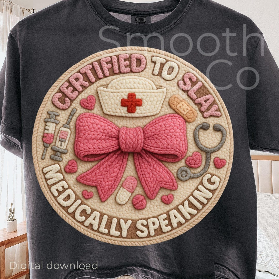 Nurse Certified to Slay PNG, Pink Bow Medical Badge Sublimation ...