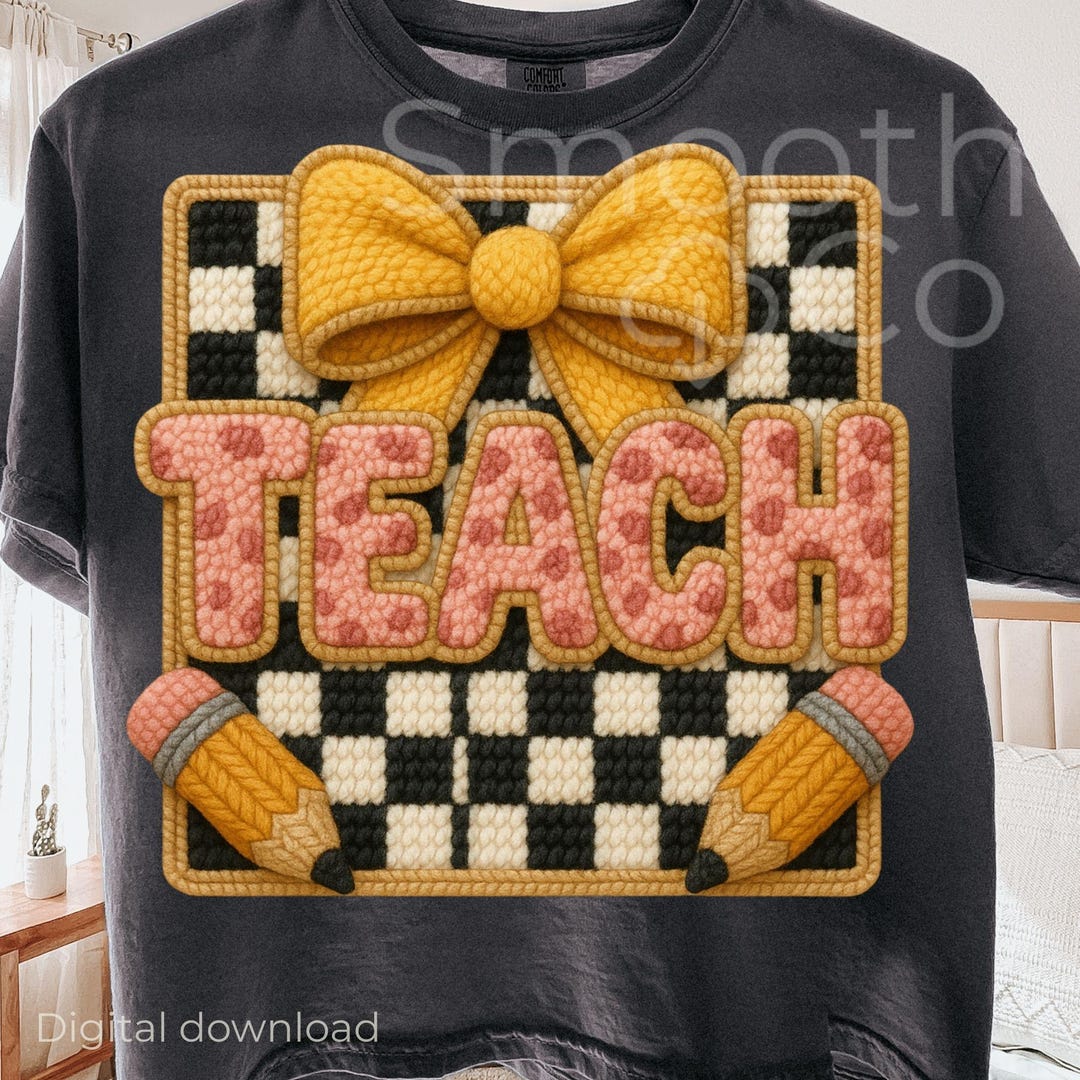 Teach PNG, Checkered Bow With Pencils Sublimation, Teacher Back to ...