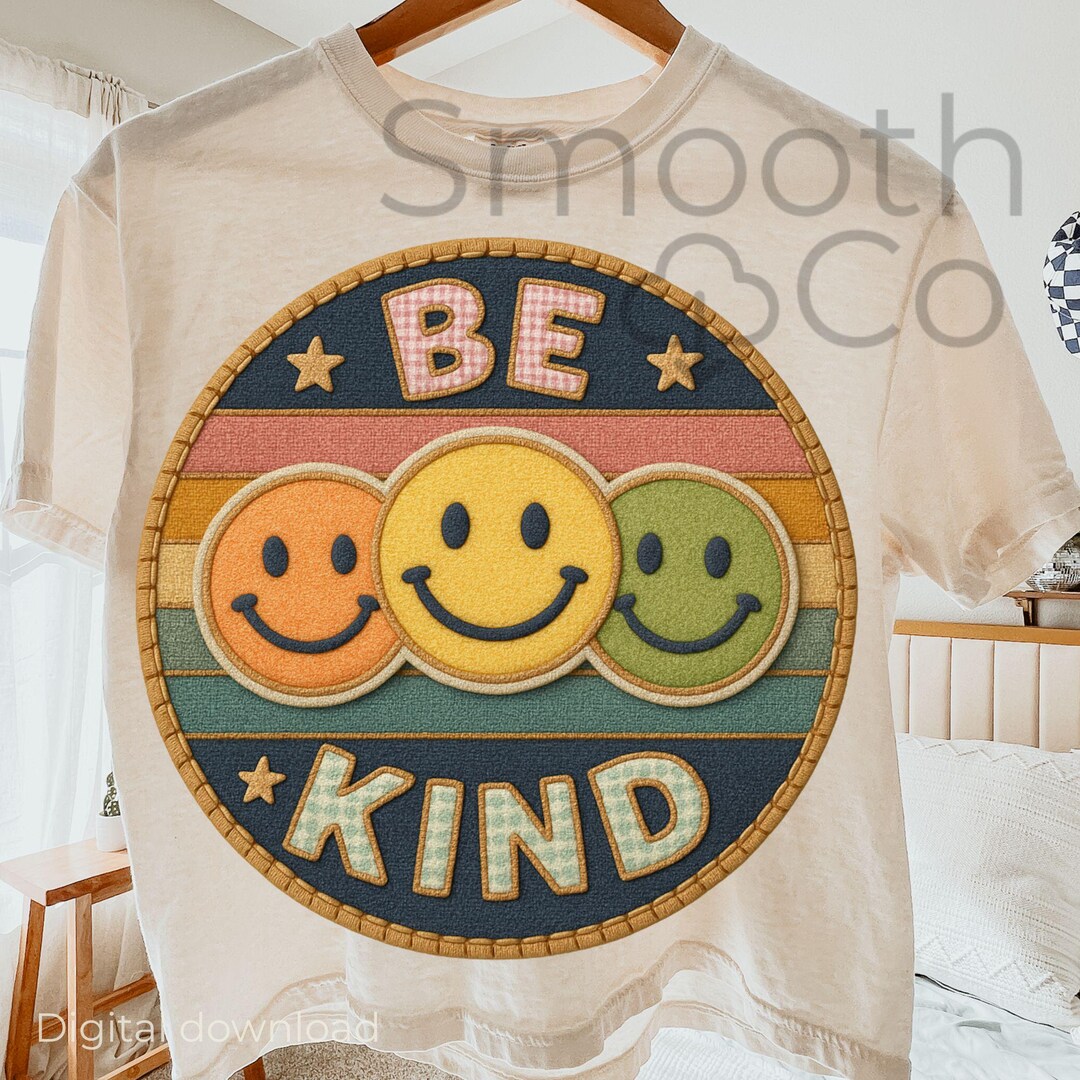 Be Kind Smiley Design PNG, Retro Sublimation, Kindness Shirts and ...