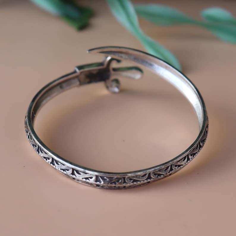 Sterling Silver Sword Bangle: Oxidized Open Cuff, Handmade Jewelry - Etsy