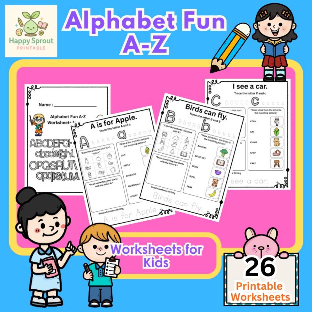 Alphabet A-Z Worksheets | Preschool, Kindergarten Printable Activities ...