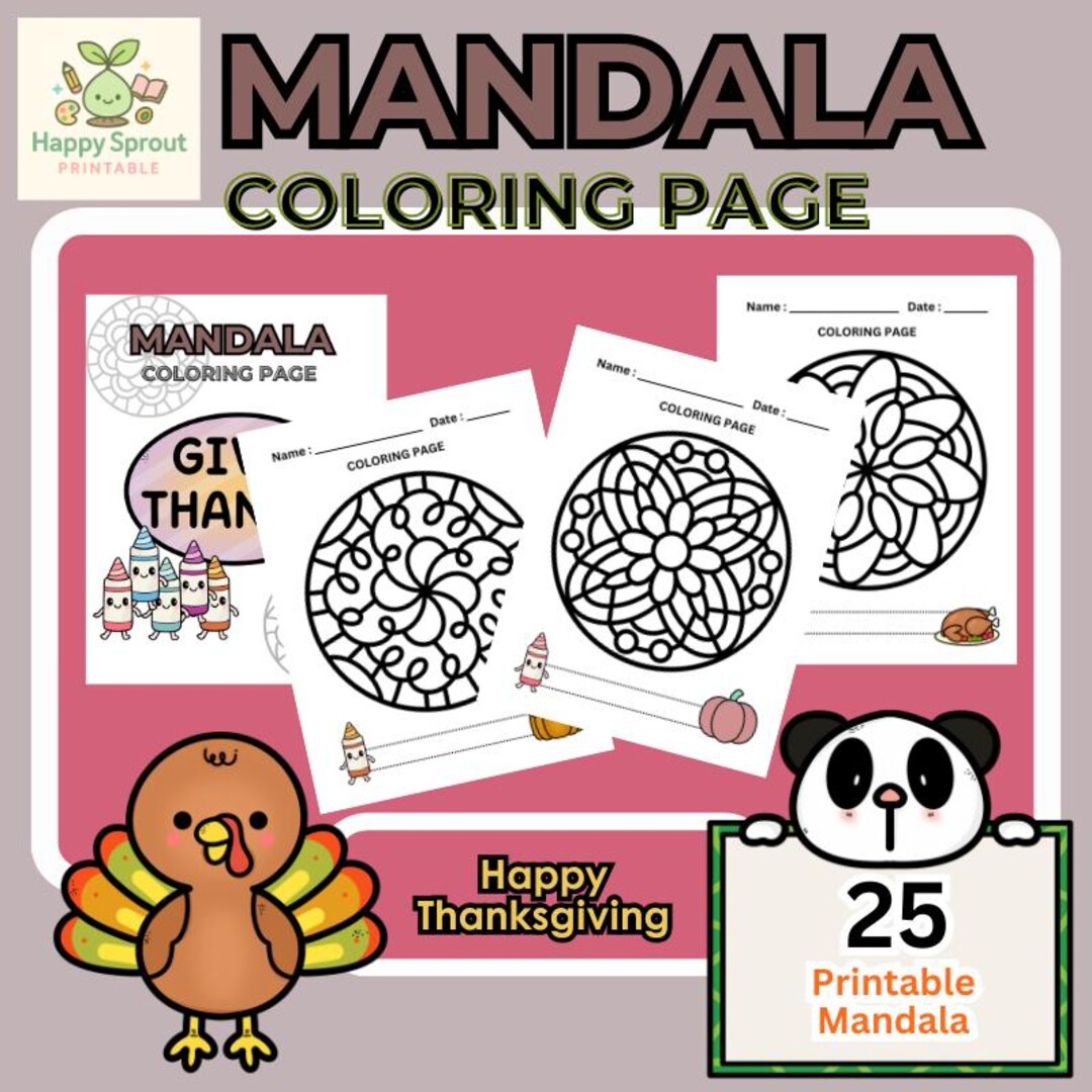Thanksgiving Mandala Coloring Pages for Kids | Fun Fall Mindfulness Art ...