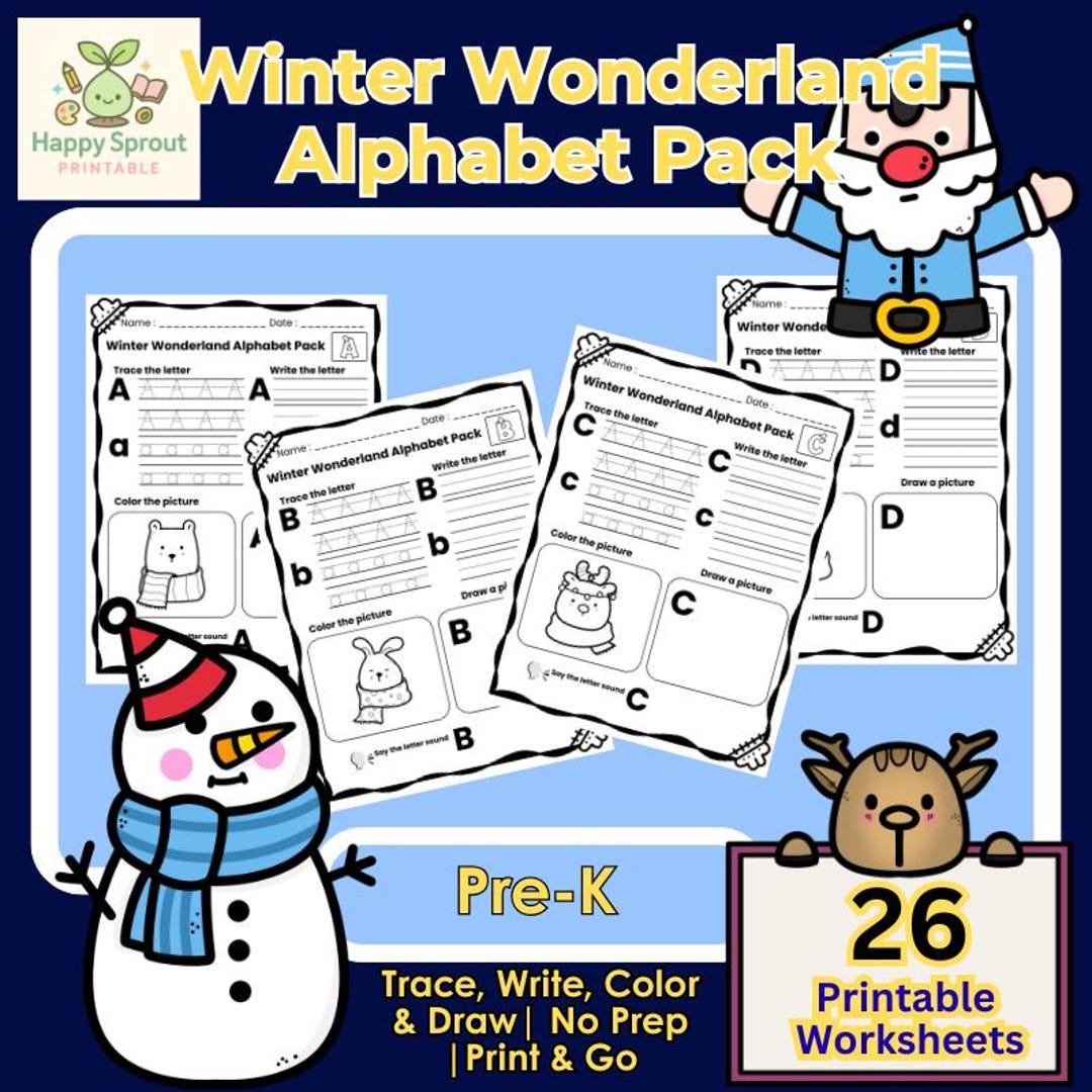 Winter Wonderland Alphabet Pack for Pre-k | Trace, Write, Color and ...