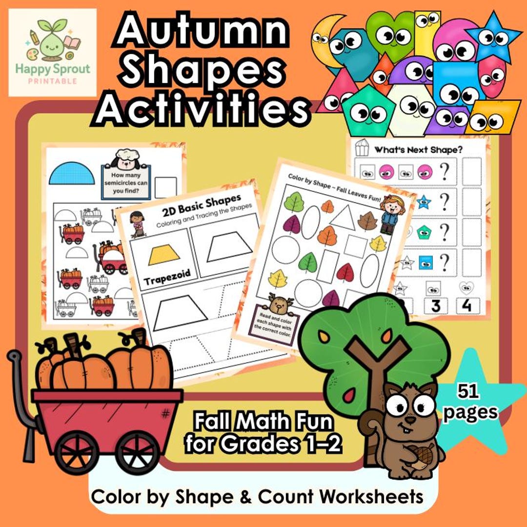 Autumn Shapes Activities | Color by Shape & Count – Fall Math Fun for ...