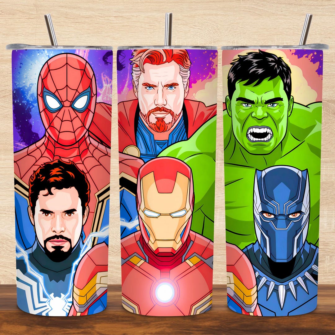 20 Oz Super Heroes Tumbler Wrap Action Hero Tumbler Sublimation Hero ...