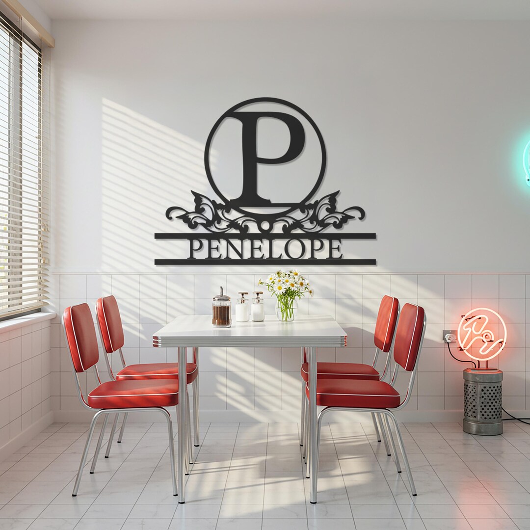 Custom Name Metal Art, Monogram Wall Decor, Personalized Letter Sign ...