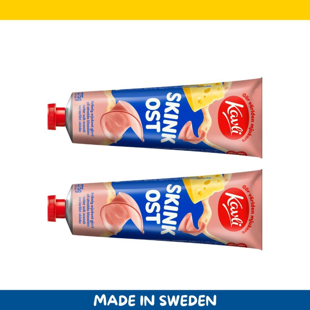 2 Tubes of Kavli Skinkost – Smoked Ham Cheese Spread in a Tube (275g ...