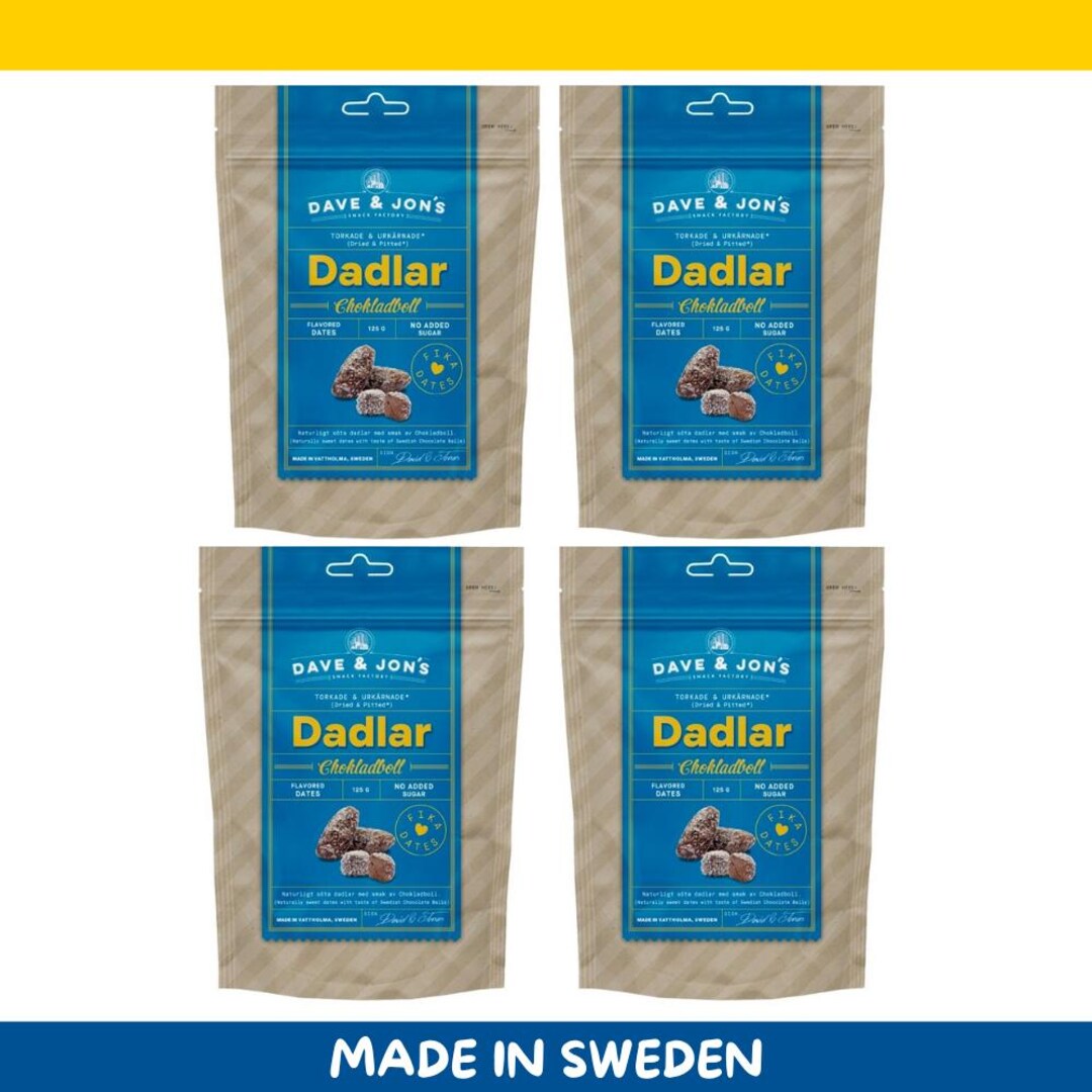 4 Pack Dadlar Chokladboll 4x 125g / 4.41 Oz – Swedish Chocolate Ball ...