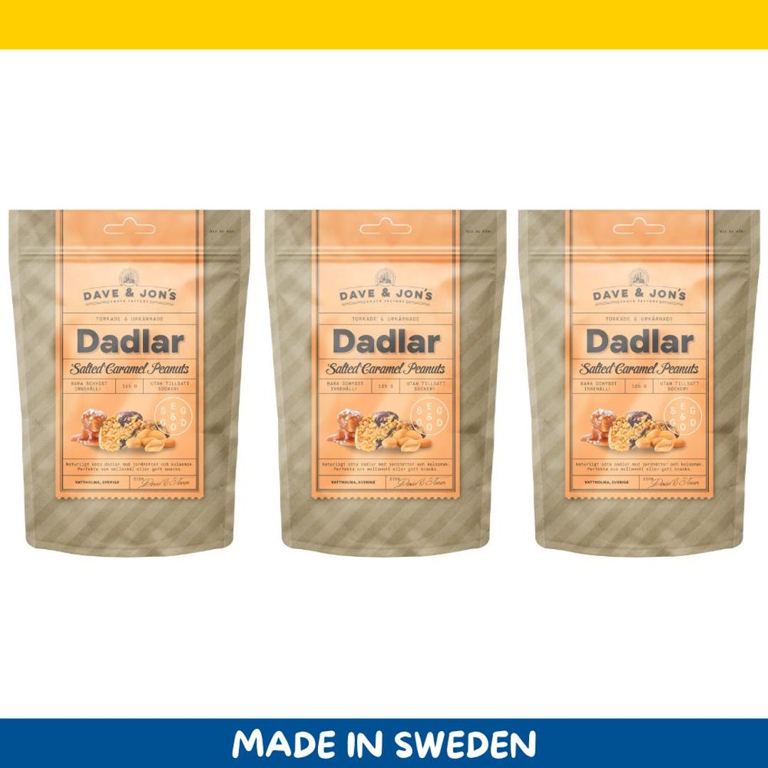 3 Pack Dadlar Salted Caramel Peanuts 3x 125g / 4.41 Oz – Dates With ...